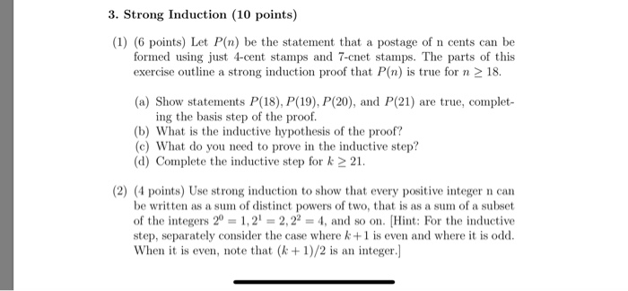 Solved 3. Strong Induction (10 points) (1) (6 points) Let | Chegg.com