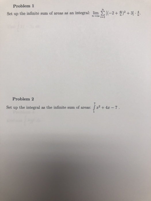 Problem 1 Set up the infinite sum of areas as an | Chegg.com