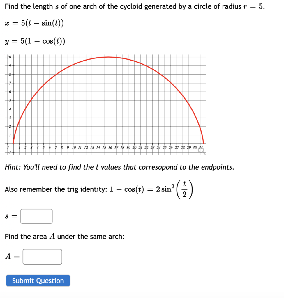 Solved Find the length s of one arch of the cycloid | Chegg.com