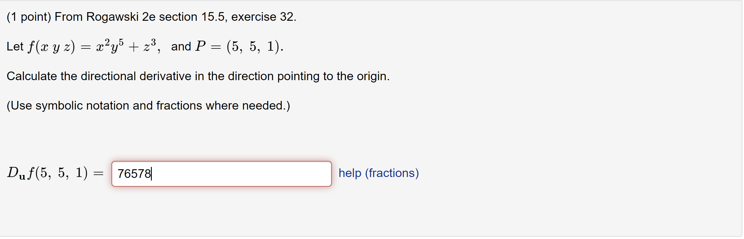 Solved (1 point) From Rogawski 2e section 15.5, exercise 32. | Chegg.com Solved (1 point) From Rogawski 2e section 15.5, exercise 32. | Chegg.com