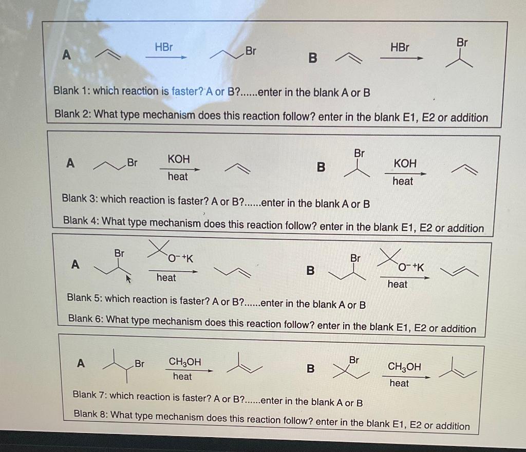 Solved A A A A Blank 1: which reaction is faster? A or | Chegg.com