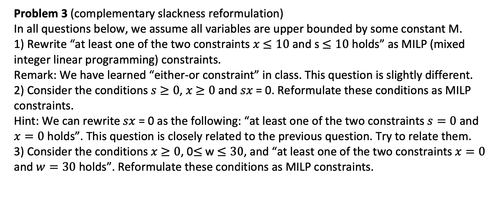 Problem 3 (complementary slackness reformulation) In | Chegg.com
