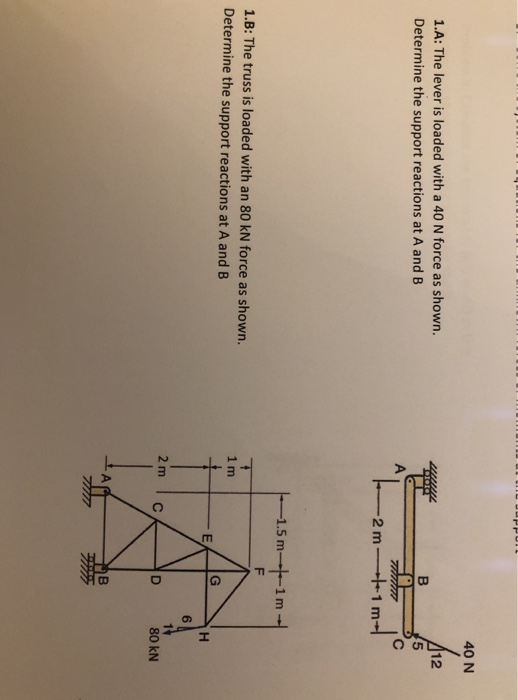 Solved 40 N 1.A: The lever is loaded with a 40 N force as | Chegg.com