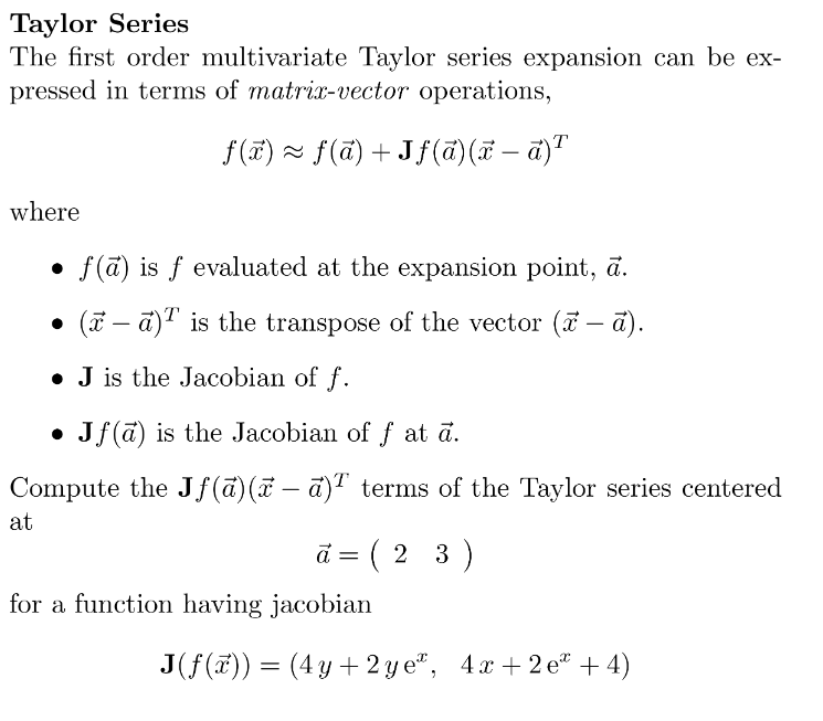 Solved Taylor Series The first order multivariate Taylor | Chegg.com