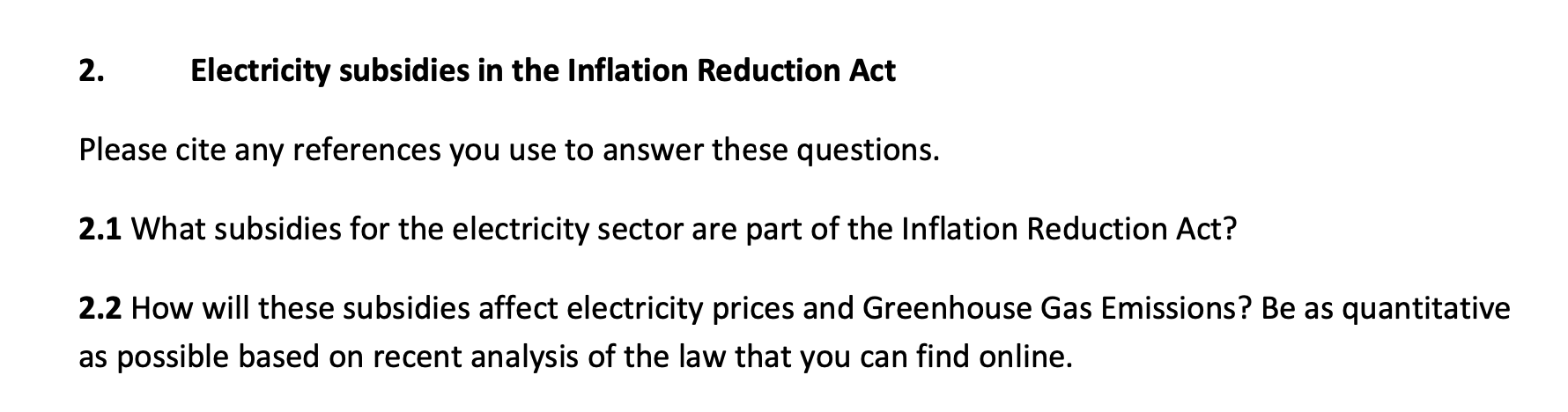 Solved 2. Electricity subsidies in the Inflation Reduction | Chegg.com