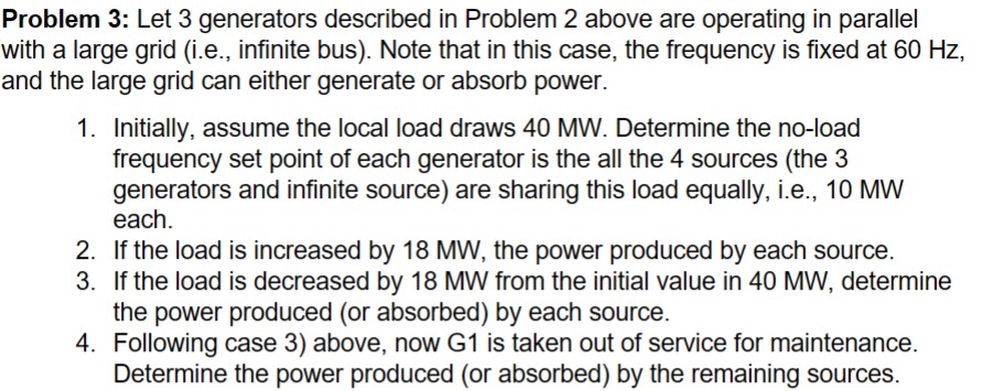 Solved oblem 3: Let 3 generators described in Problem 2 | Chegg.com