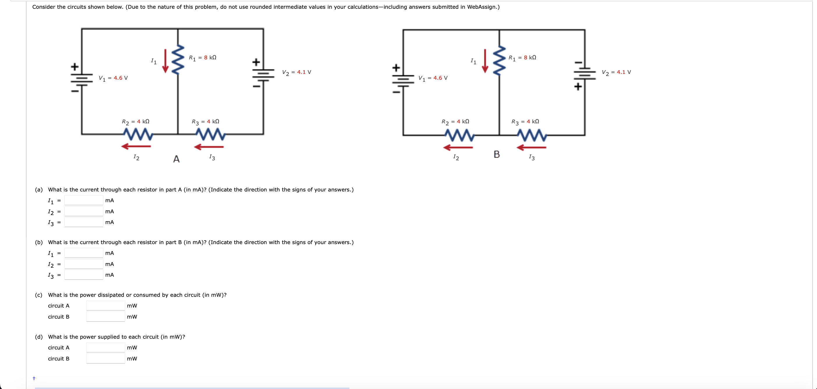 Solved (a) What is the current through each resistor in part | Chegg.com