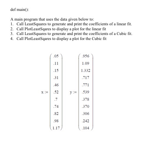 Solved Write A Program That Demonstrates The Least Squares 9485