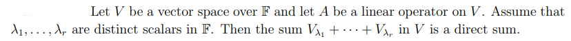 Solved Let V be a vector space over F and let A be a linear | Chegg.com