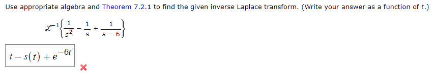 Solved Use appropriate algebra and Theorem 7.2.1 ﻿to find | Chegg.com