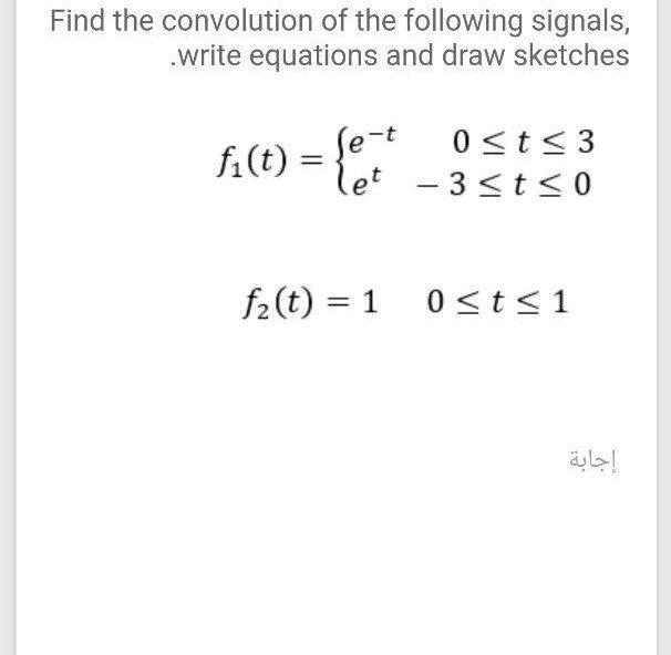 Solved Find the convolution of the following signals, .write | Chegg.com