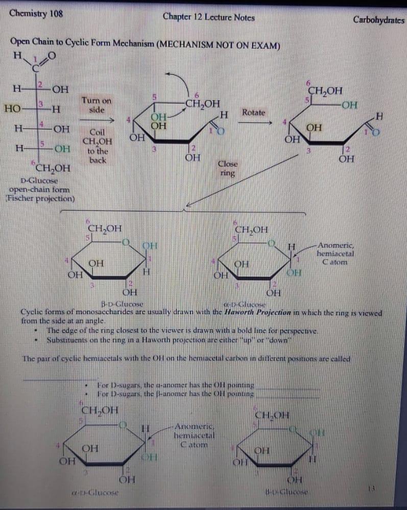 Solved Chemistry 108 Chapter 12 Lecture Notes Carbohydrates | Chegg.com