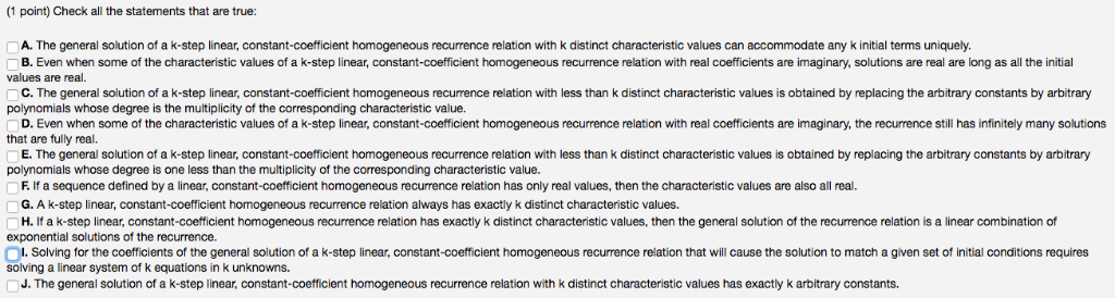 Solved (1 point) Check all the statements that are true A. | Chegg.com