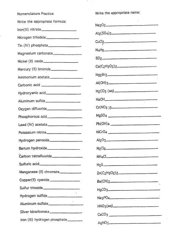 Solved Nomenclature PracticeWrite the appropriate | Chegg.com