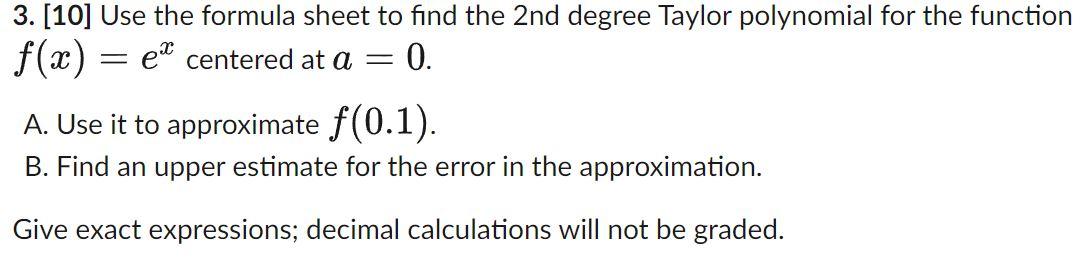 Solved 3. [10] Use the formula sheet to find the 2nd degree | Chegg.com