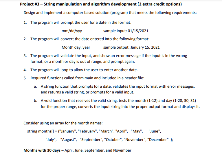 Solved Project #3 - String manipulation and algorithm | Chegg.com