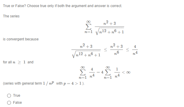 Solved True or False? Choose true only if both the argument | Chegg.com