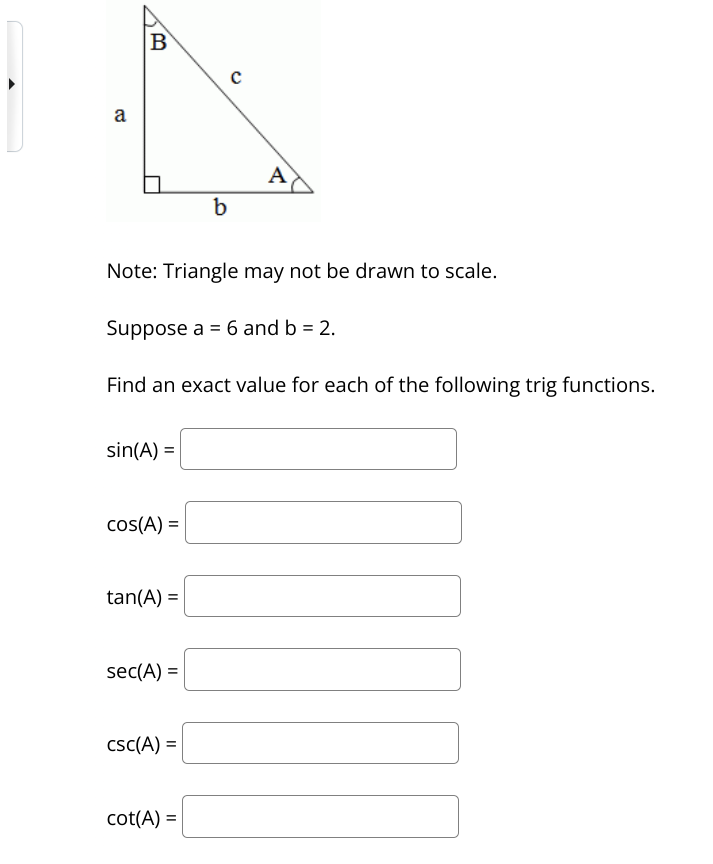 Solved Note: Triangle may not be drawn to scale. Suppose a=6 | Chegg.com