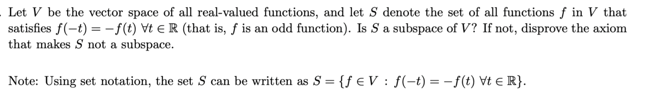 Solved Let V be the vector space of all real-valued | Chegg.com