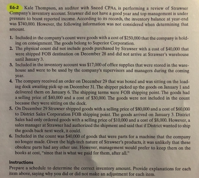 Solved E6-2 Kale Thompson, an auditor with Sneed CPAs, is | Chegg.com