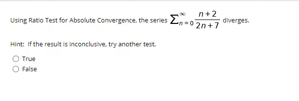 Solved Using Ratio Test for Absolute Convergence, the series | Chegg.com