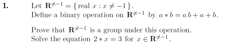 Solved 1. Let R7-1 = { real r : r*-1}. Define a binary | Chegg.com