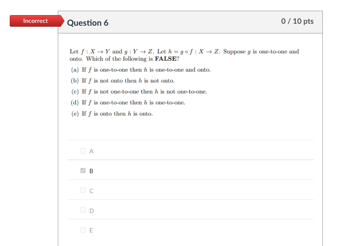 Solved Let f:x→Y ﻿and g:Y→Z. ﻿Let h=g@f:x→Z. ﻿Suppose g is | Chegg.com