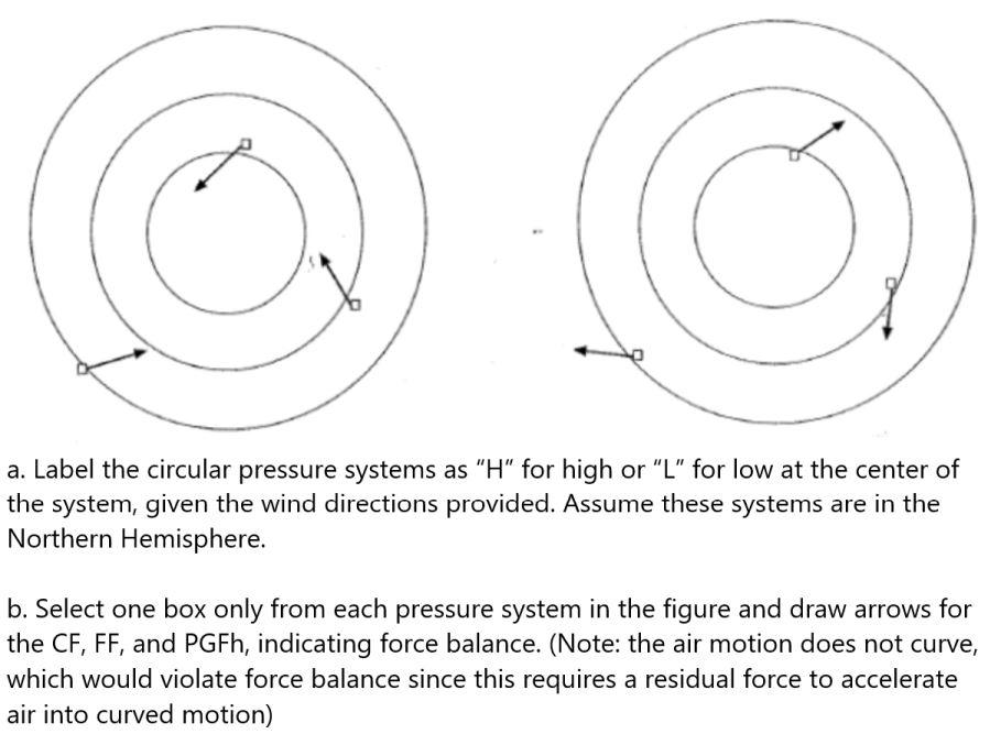Solved a. Label the circular pressure systems as "H" for | Chegg.com