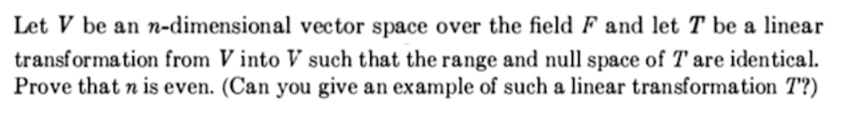 Solved 4. Let V be an n-dimensional vector space over the | Chegg.com