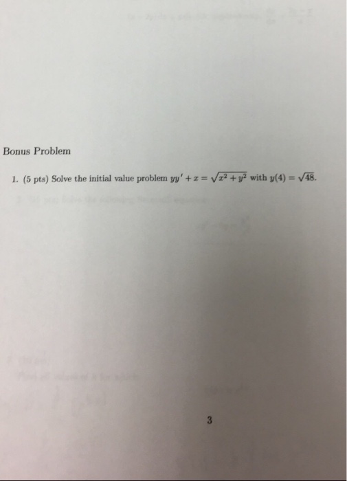 Solved Solve the initial value problem yy' + x = Squareroot | Chegg.com