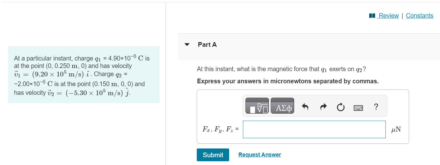 Solved At a particular instant, charge q1=4.90×10-6C ﻿isat | Chegg.com