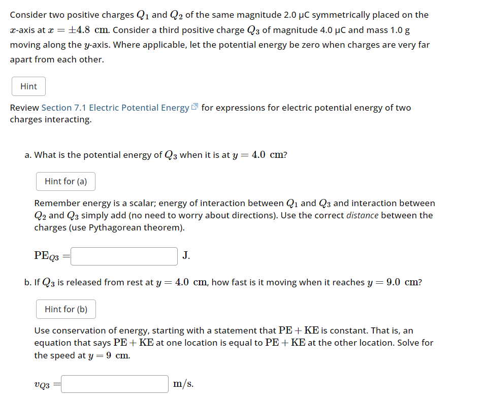 Solved Consider two positive charges Q1 and Q2 of the same | Chegg.com