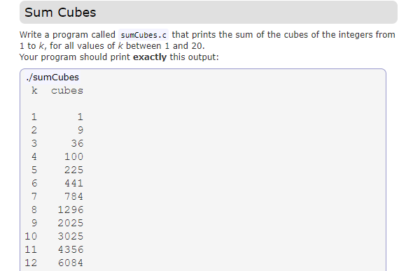 Solved Sum Cubes Write a program called sumcubes.c that | Chegg.com