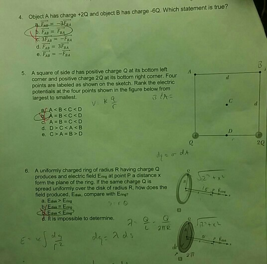 Solved 4. Object A has charge +2Q and object B has | Chegg.com