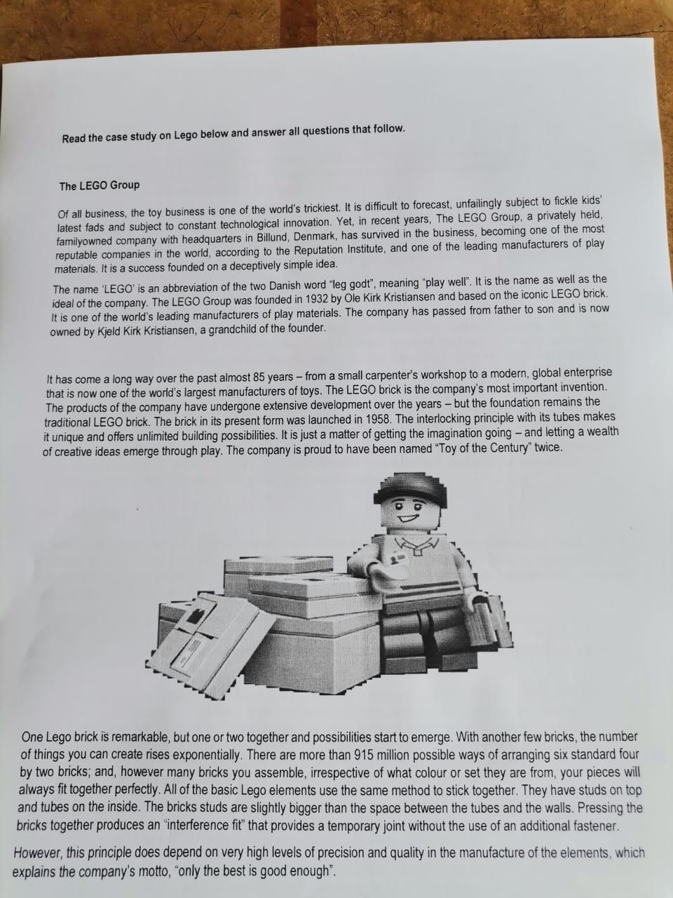 Solved Read the case study on Lego below and answer all | Chegg.com