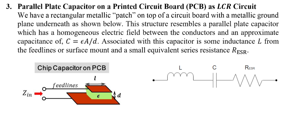 Solved 3. Parallel Plate Capacitor on a Printed Circuit | Chegg.com