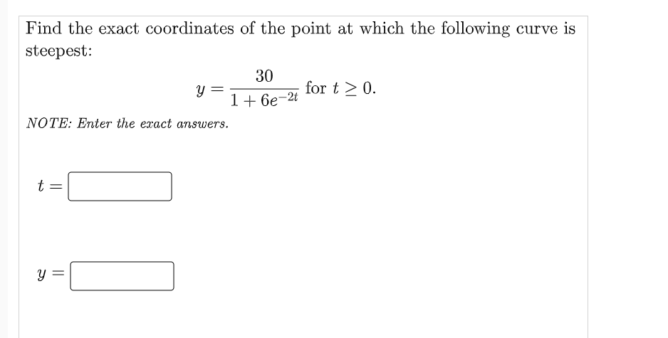 Solved Find the exact coordinates of the point at which the | Chegg.com
