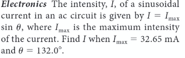 Solved Electronics The intensity, I, of a sinusoidal current | Chegg.com