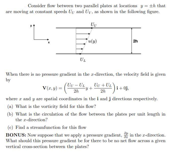 Solved Consider flow between two parallel plates at | Chegg.com