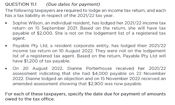 Solved QUESTION 11.1 (Due dates for payment)The following | Chegg.com