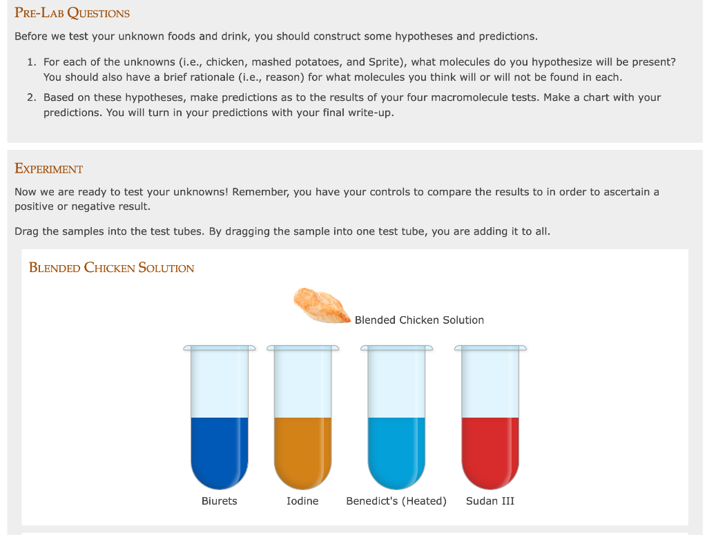 Solved PRE-LAB QUESTIONS Before we test your unknown foods | Chegg.com
