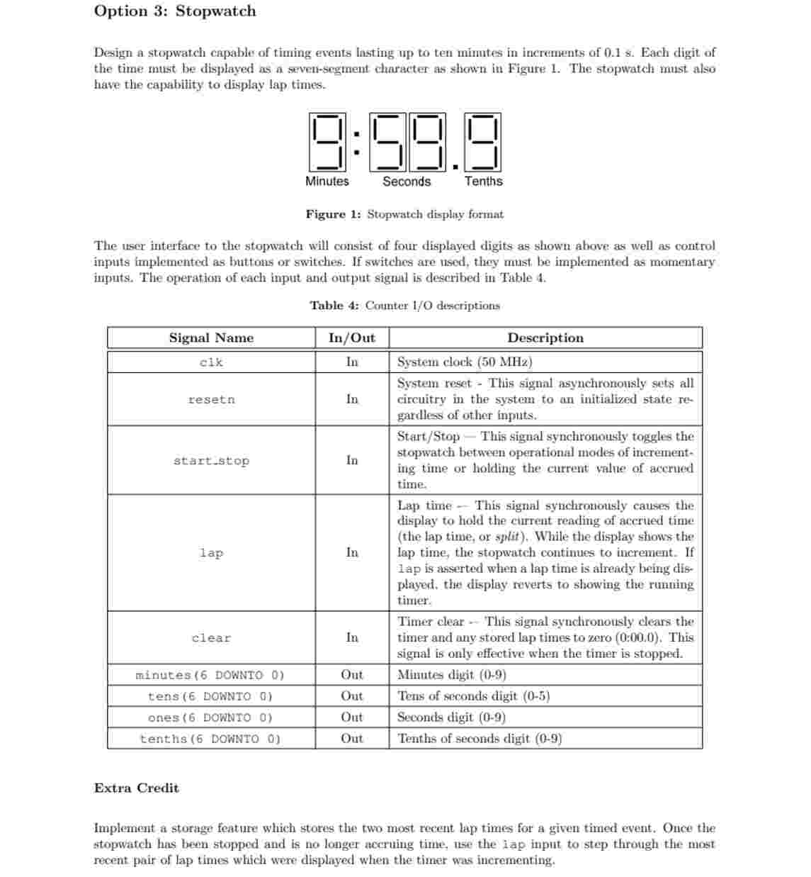 Solved Option 3: StopwatchDesign a stopwatch capable of | Chegg.com