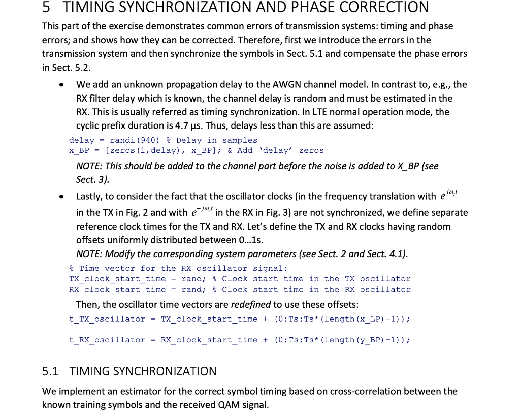 . 5 TIMING SYNCHRONIZATION AND PHASE CORRECTION This | Chegg.com