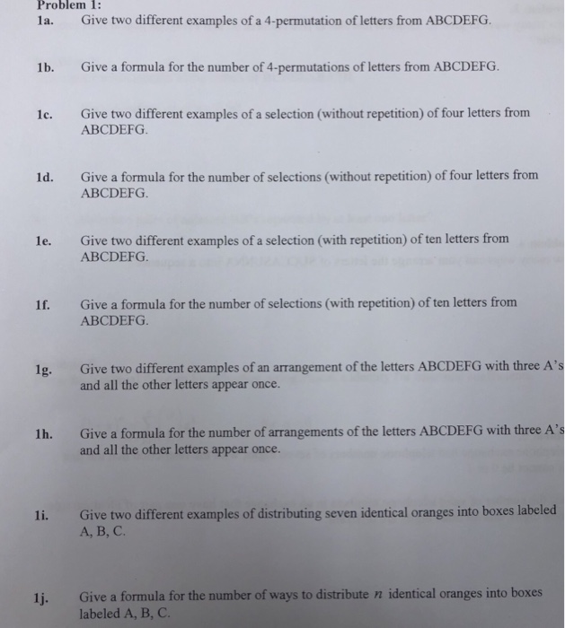 Solved Problem 1: Give two different examples of a | Chegg.com