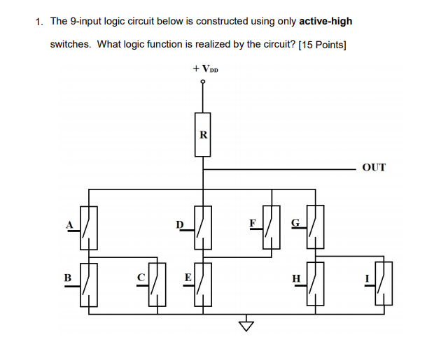 Solved 1. The 9-input logic circuit below is constructed | Chegg.com