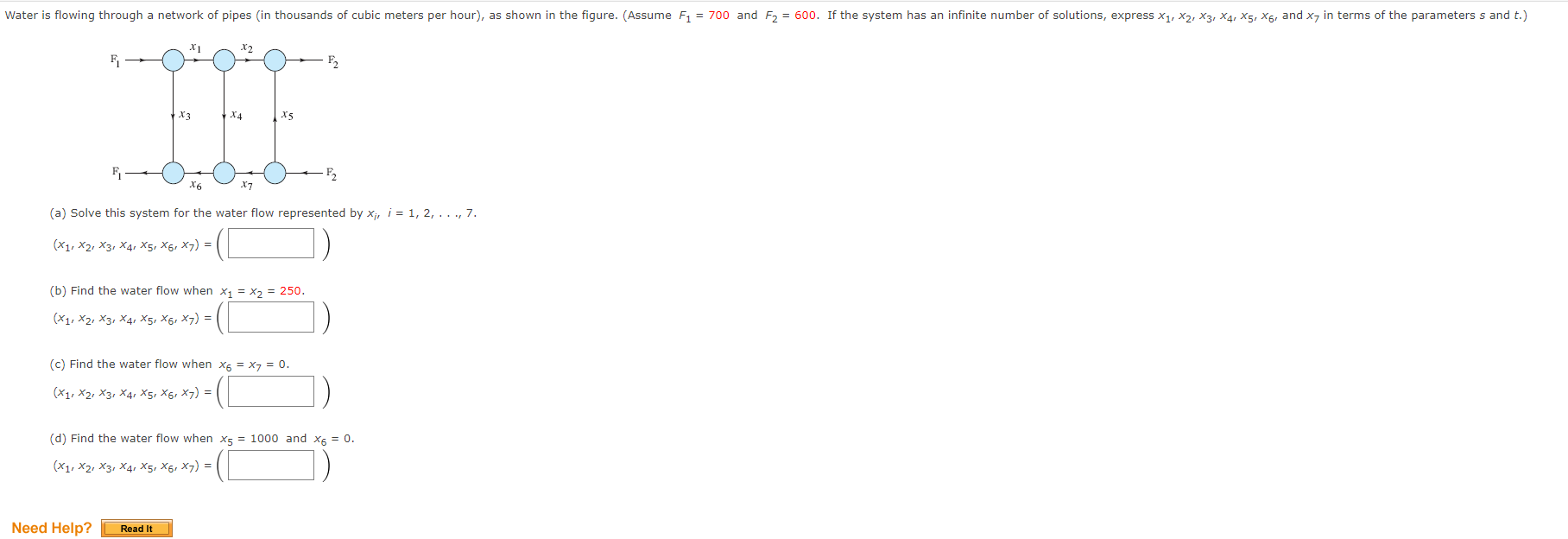 Solved (a) Solve this system for the water flow represented | Chegg.com