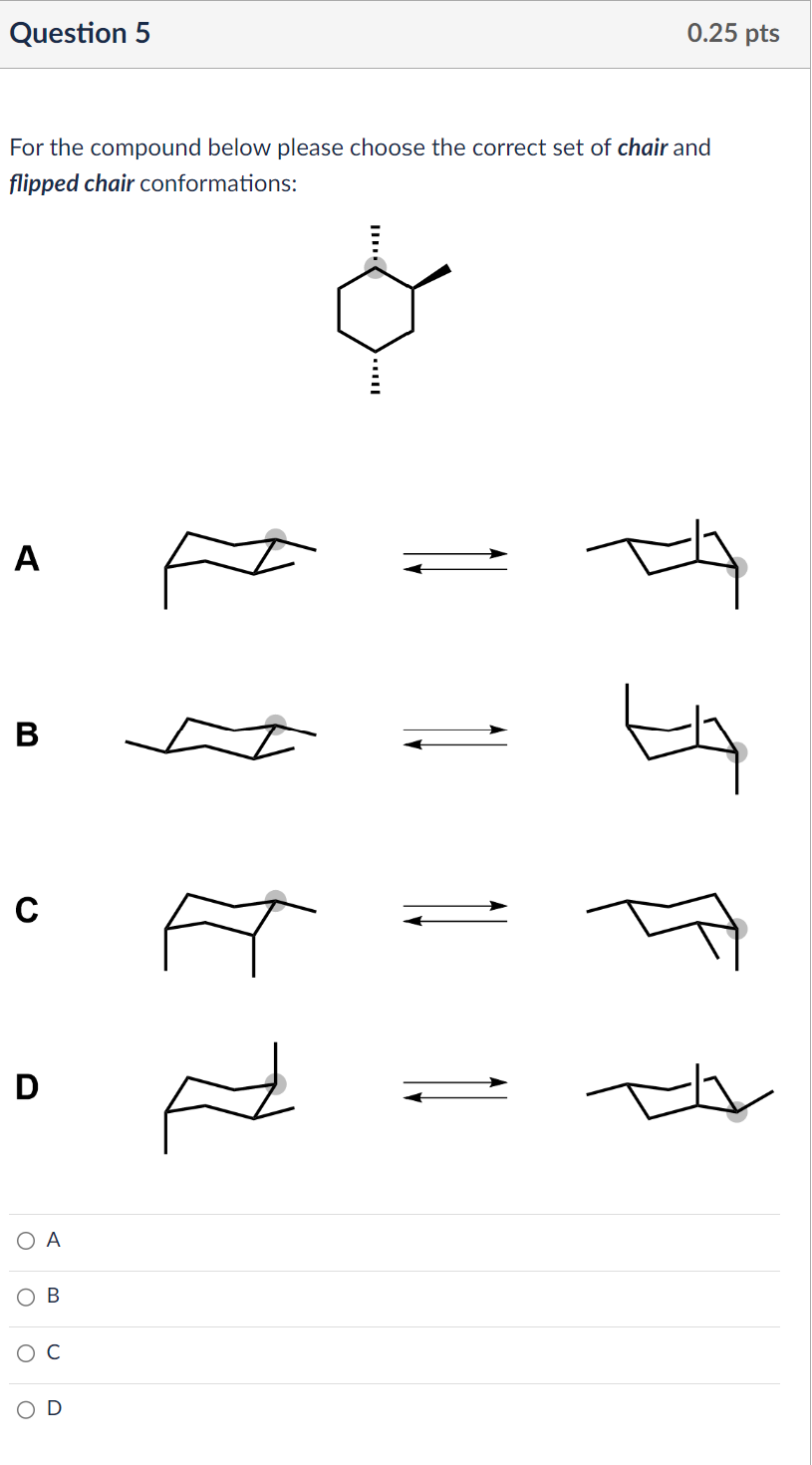 Solved For the compound below please choose the correct set | Chegg.com