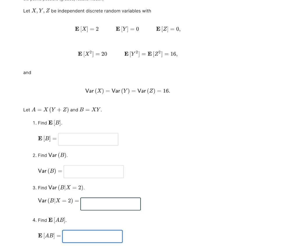 Solved Let X, Y, Z be independent discrete random variables | Chegg.com
