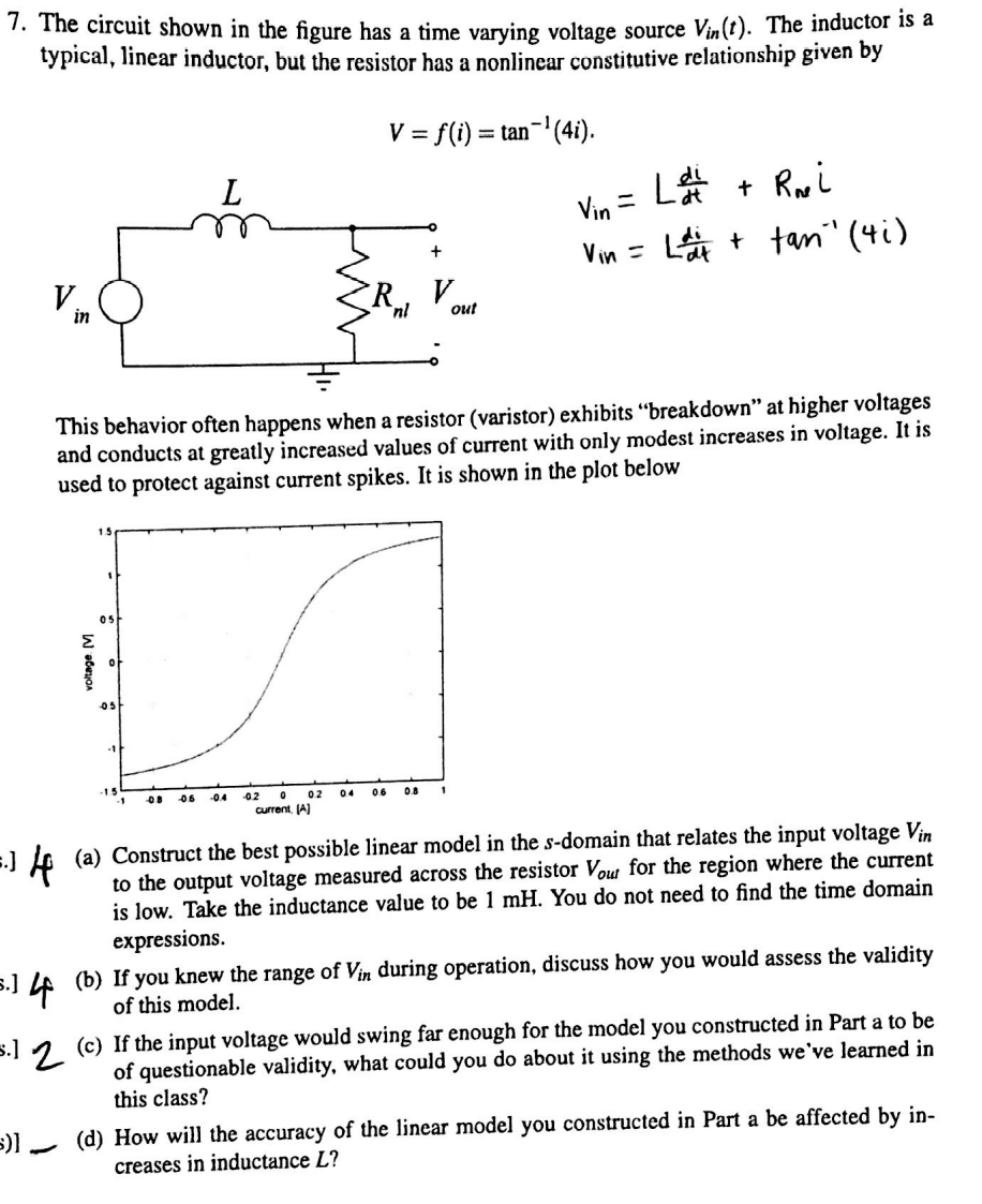 Solved 7. The circuit shown in the figure has a time varying | Chegg.com