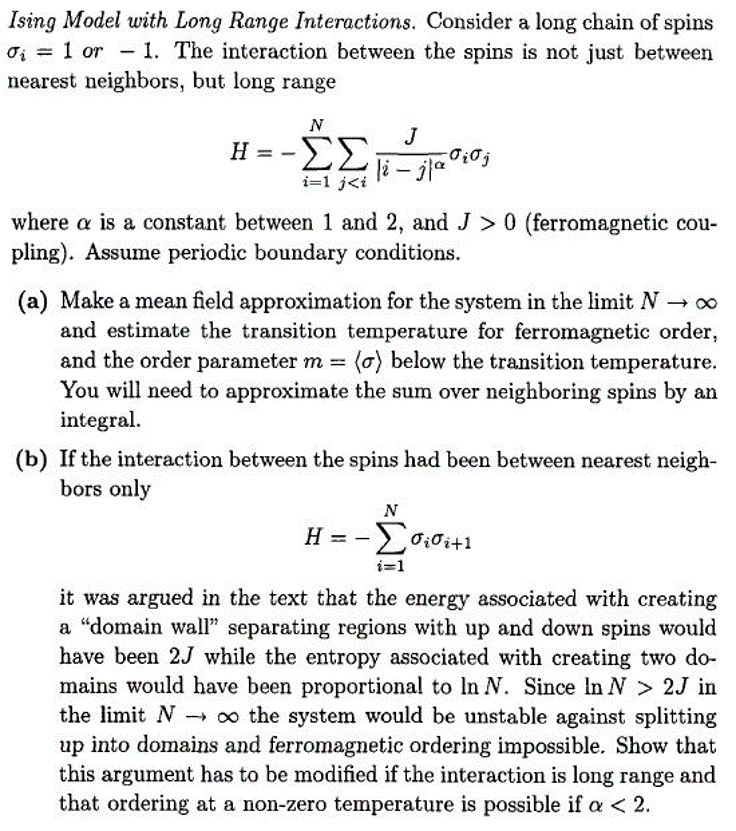 -0,05 Ising Model with Long Range Interactions. | Chegg.com